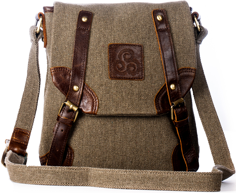 Irish Tweed Leather Buckle Bag - By Aran Woollen Mills Ireland